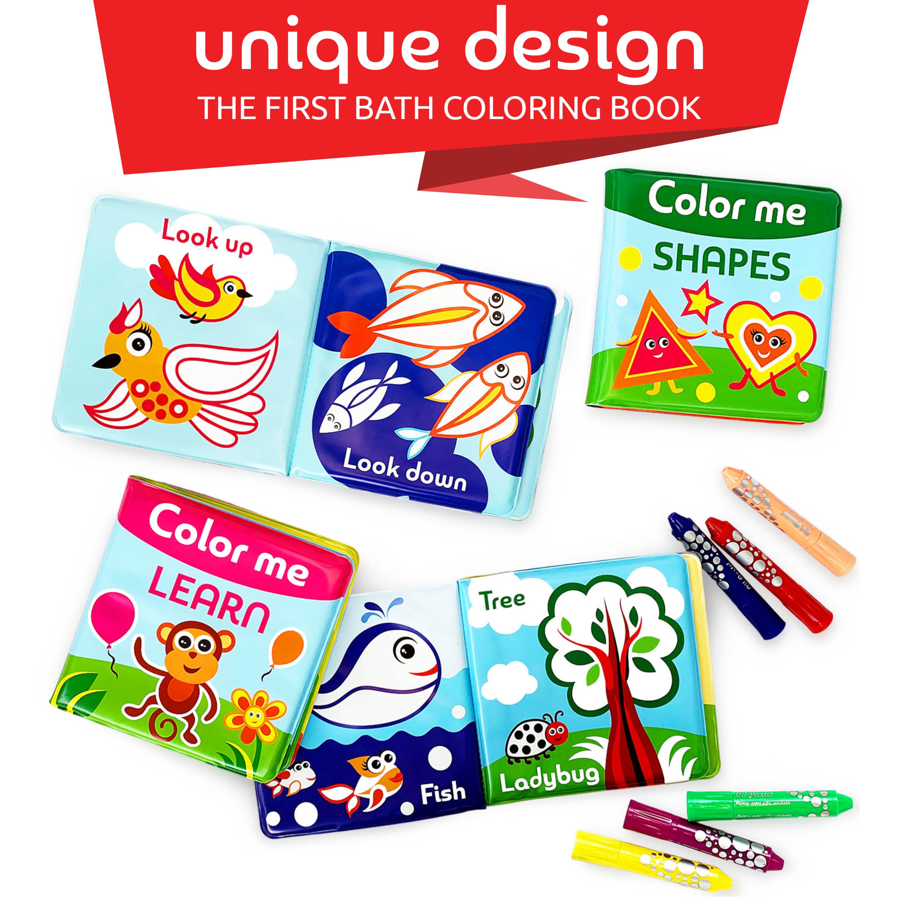 Color Me Bath Books + Crayons – BabyBibi